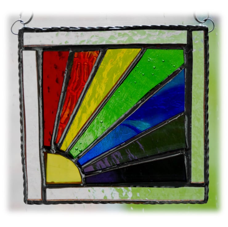 Framed Rainbow Suncatcher Stained Glass Handmad... - Folksy