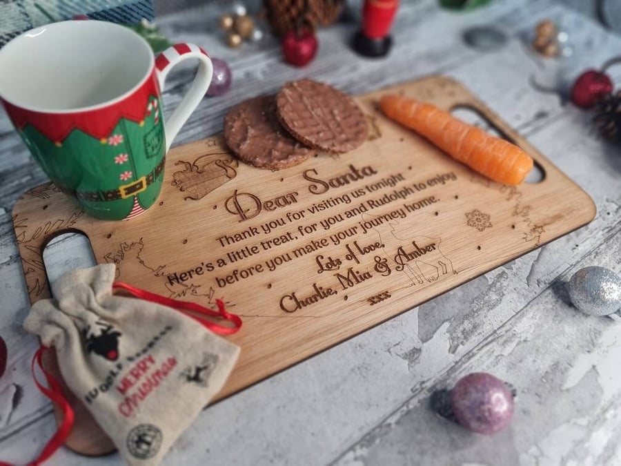 Personalised Christmas eve tray for Santa, Rudo... - Folksy