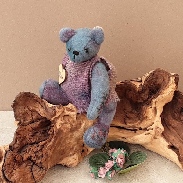 Dixie, small unique artist teddy bear hand embr... - Folksy