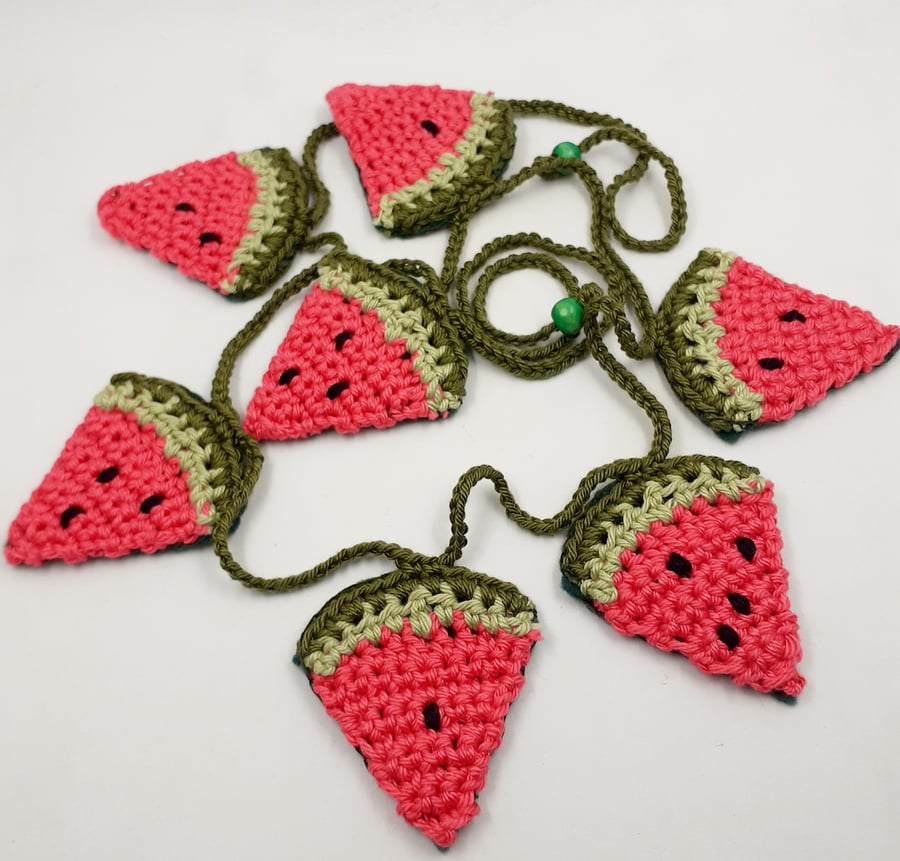 Crochet Mini Watermelon Slice Bunting - Folksy
