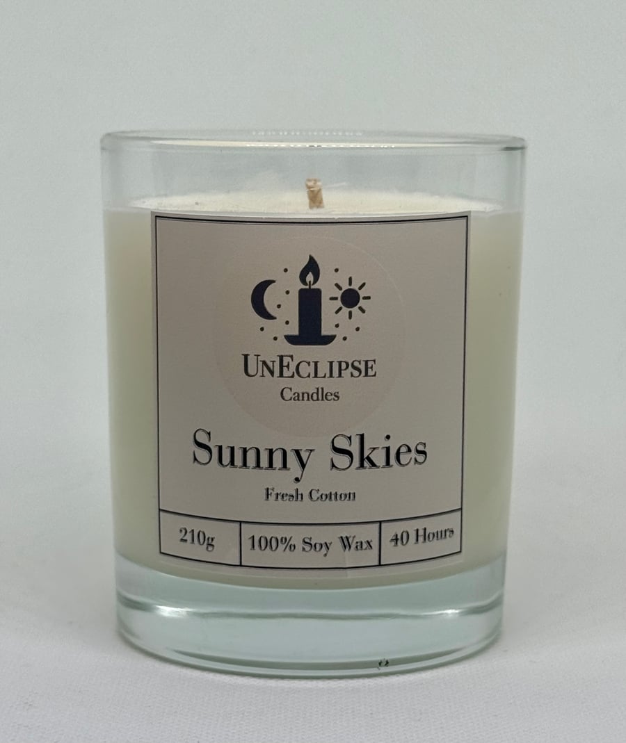 Sunny Skies – Fresh Soy Candle in Clear Jar - Folksy