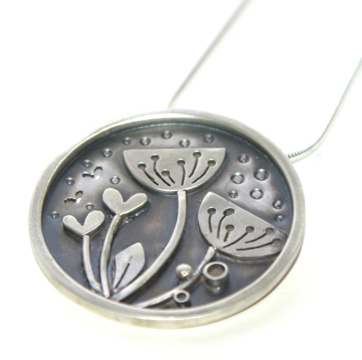 Silver seed heads pendant - Folksy