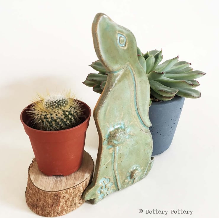 Ceramic Moon Gazing Hare Pottery Hare decoratio... - Folksy