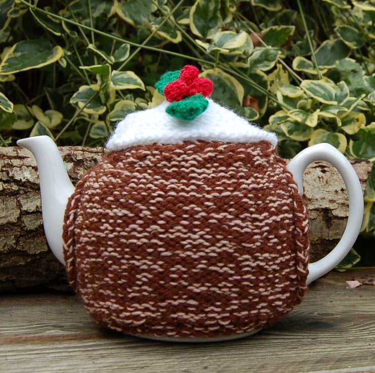 Hand knitted Christmas Pudding Tea cosy - Folksy