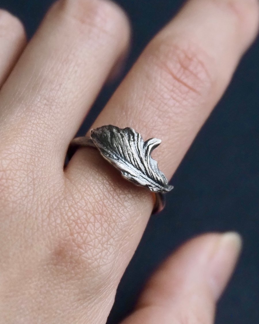 Silver Feather Ring Stacking Ting Unisex Sterli... - Folksy