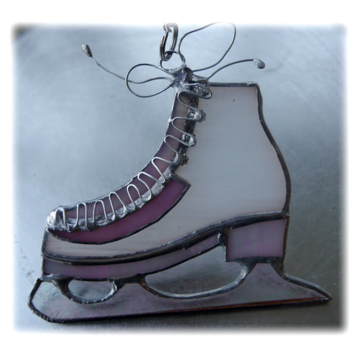 Ice Skate Suncatcher Stained Glass Skating Hand... - Folksy