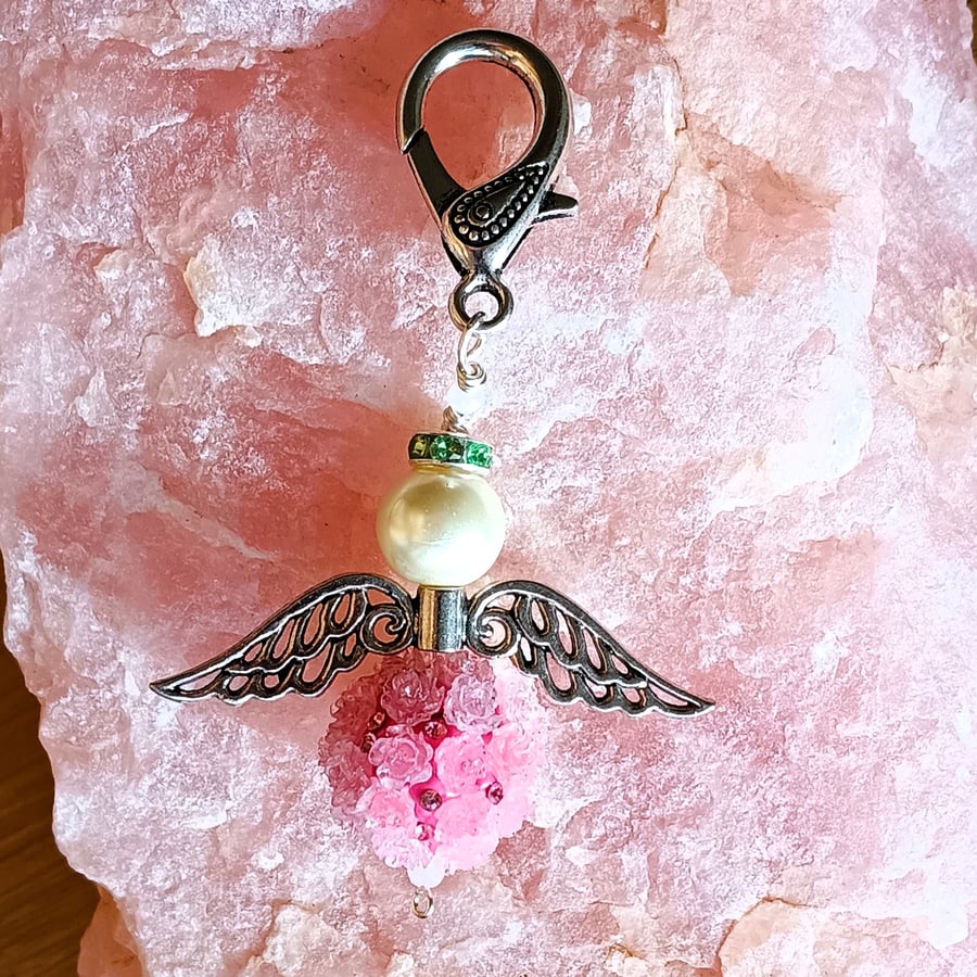 Shell Pearl & Pink Roses Angel Fairy Keyrin... - Folksy