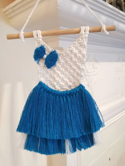 Macrame baby tutu dress wall hanging, kids bedr... - Folksy