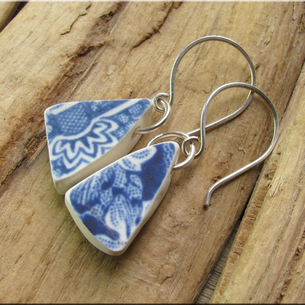 Tumbled pottery shard earrings - Folksy