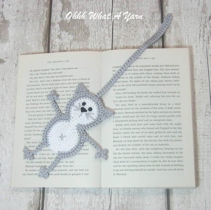 Crochet cat bookmark, cat gift, crochet bookmar... - Folksy