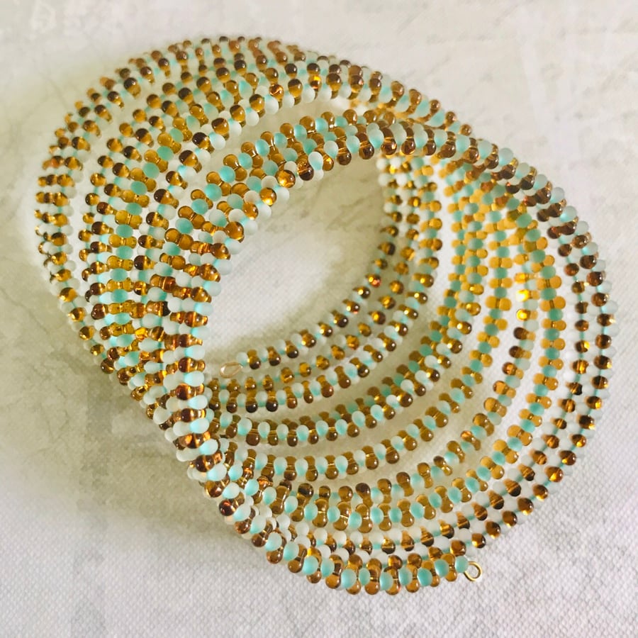 Beaded Memory Wire Statement Bracelet - Folksy