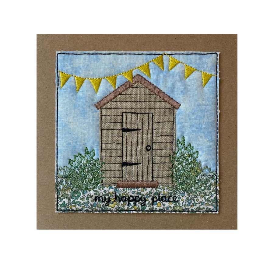 Shed Card, Garden shed Textile Card, my happy p... - Folksy