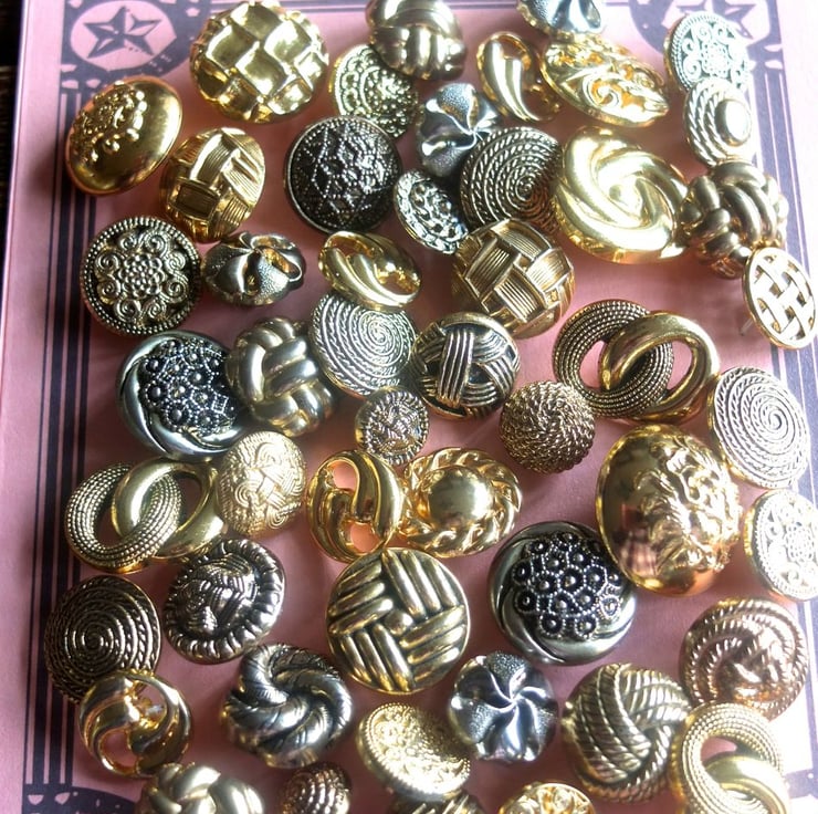 50 Vintage Gold Buttons - Folksy