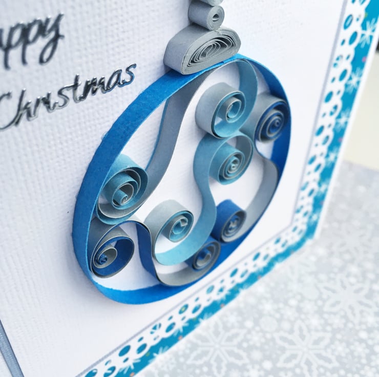 Christmas bauble card - quilled with boxed option - Folksy