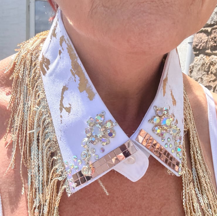 Sequinned Neckcessorie - white & gold - Folksy