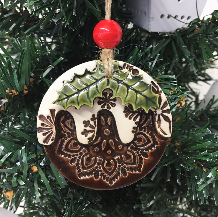 Ceramic Christmas pudding decoration Xmas decor... - Folksy