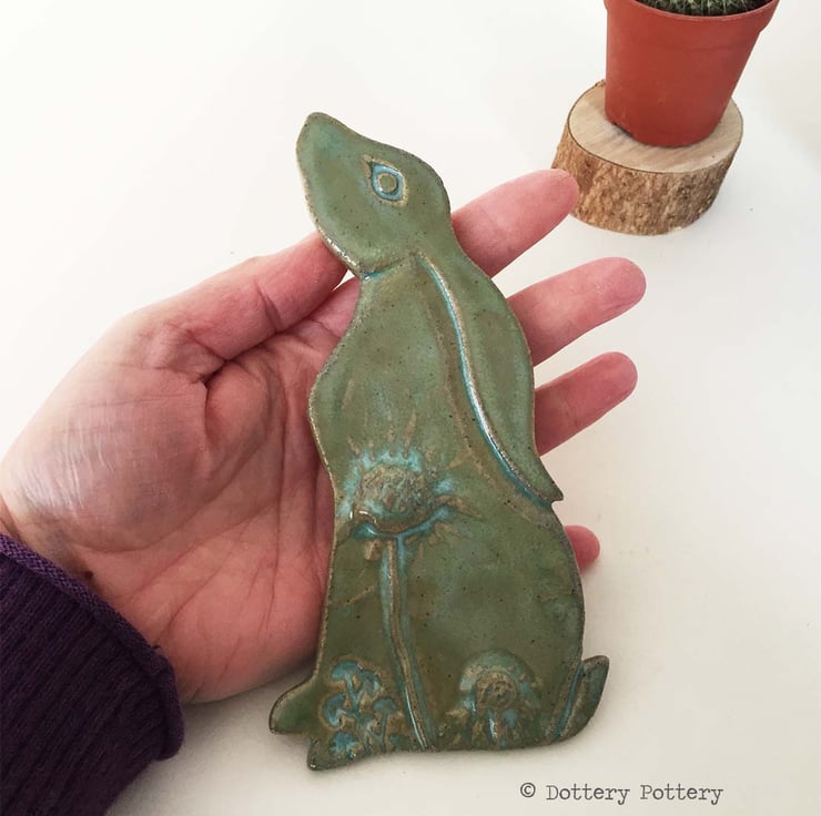Ceramic Moon Gazing Hare Pottery Hare decoratio... - Folksy