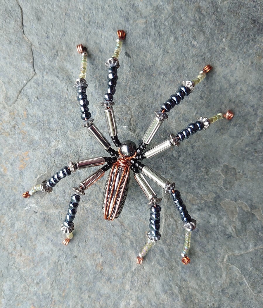 metallic bead and wire spider - Folksy