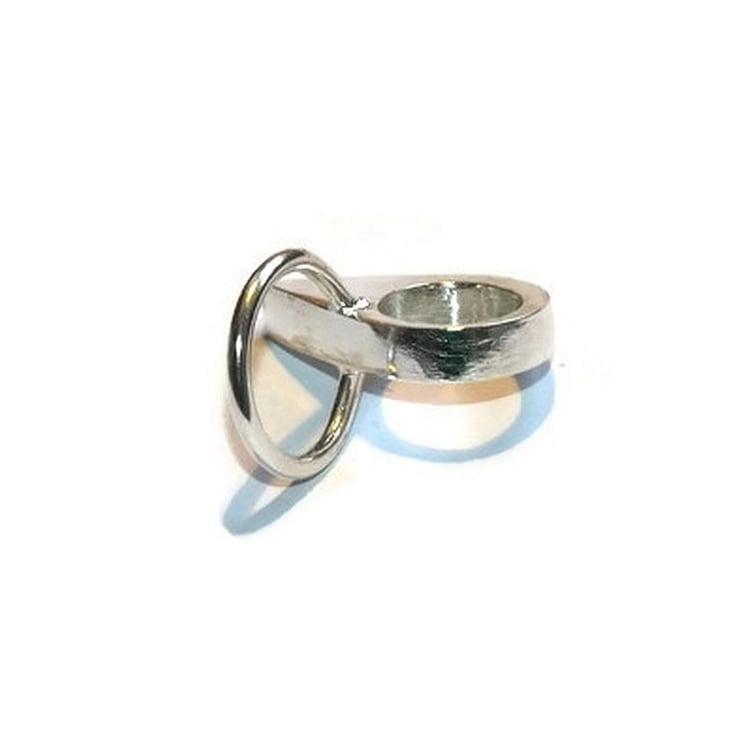 Hollow form pear shape ring with circle gap ste... - Folksy