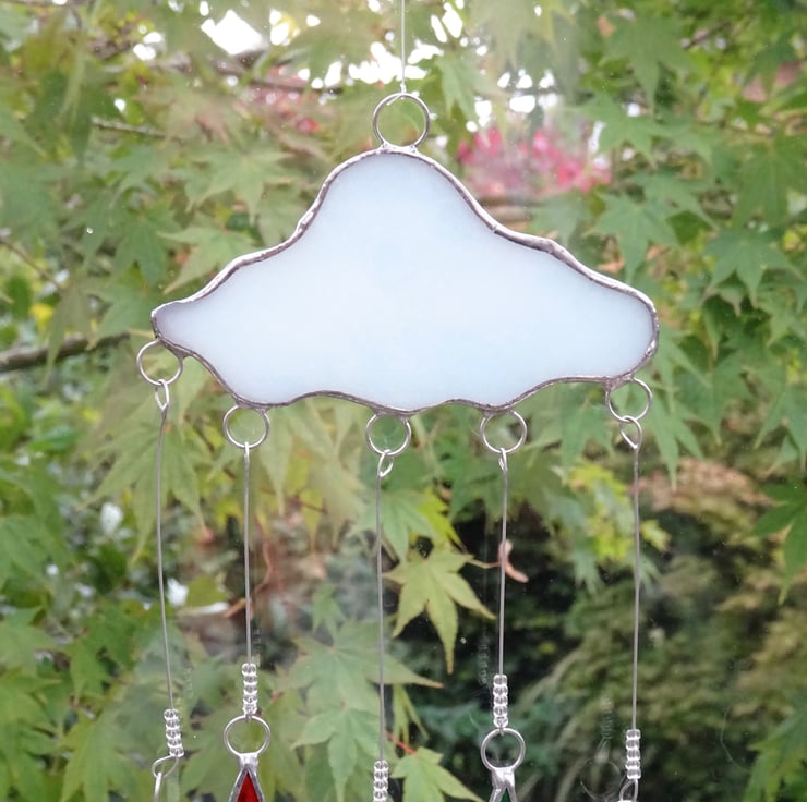 Stained Glass Rain Cloud Multi - Handmade Hangi... - Folksy