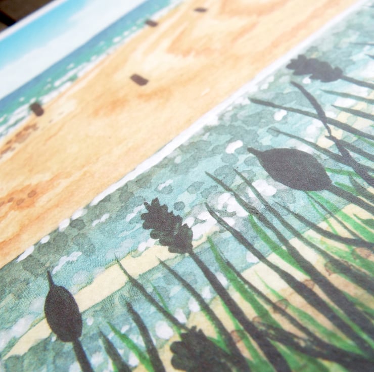 A4 beadnell beach seascape watercolour art print - Folksy
