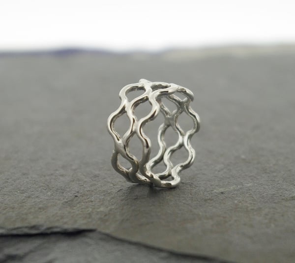 Sterling Silver Triple Ripple Ring - Folksy