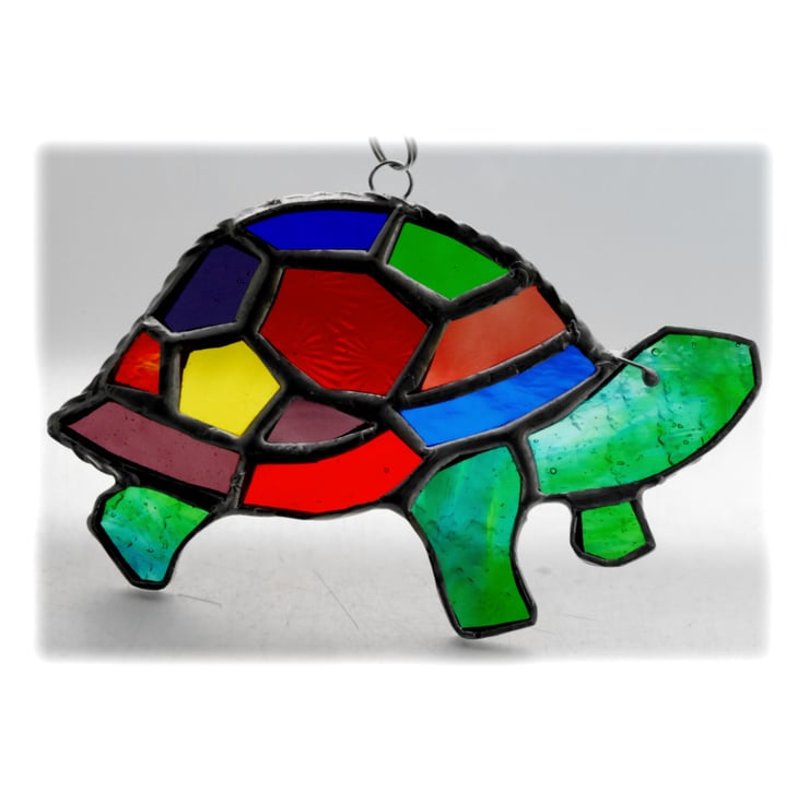 Tortoise Suncatcher Stained Glass Handmade Rain... - Folksy
