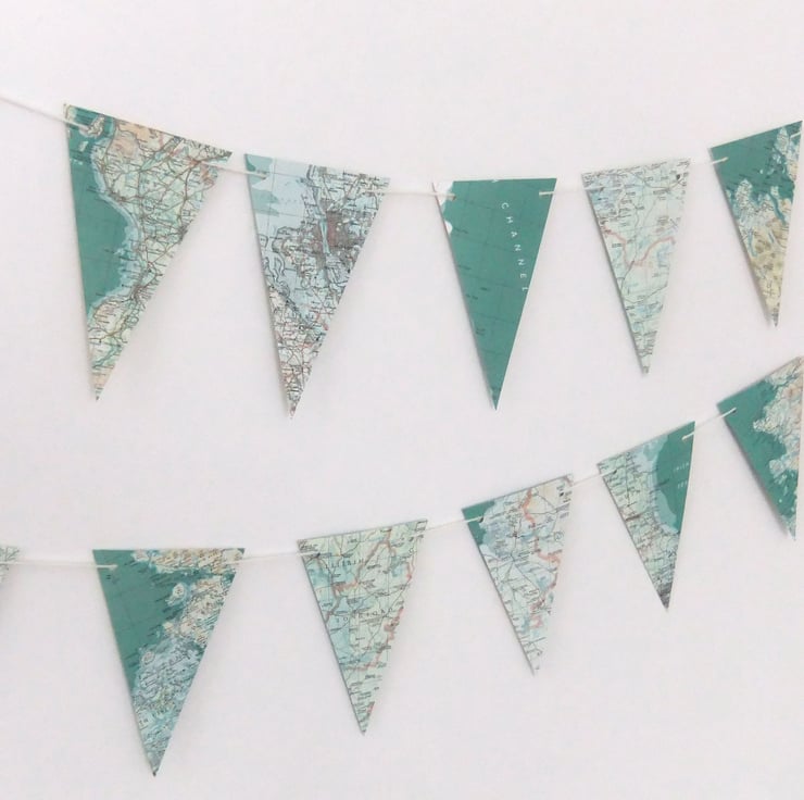 Map bunting - British Atlas Bunting - Eco-frien... - Folksy