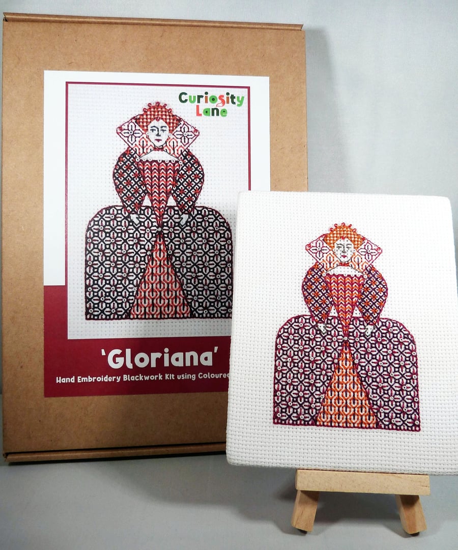 Hand Embroidery Blackwork Kit using Coloured Th... - Folksy