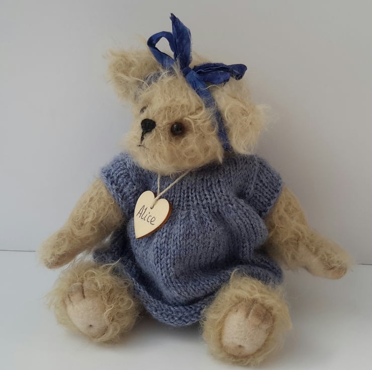 Alice Bear, Mohair Artist Bear, Dressed Teddy B... - Folksy