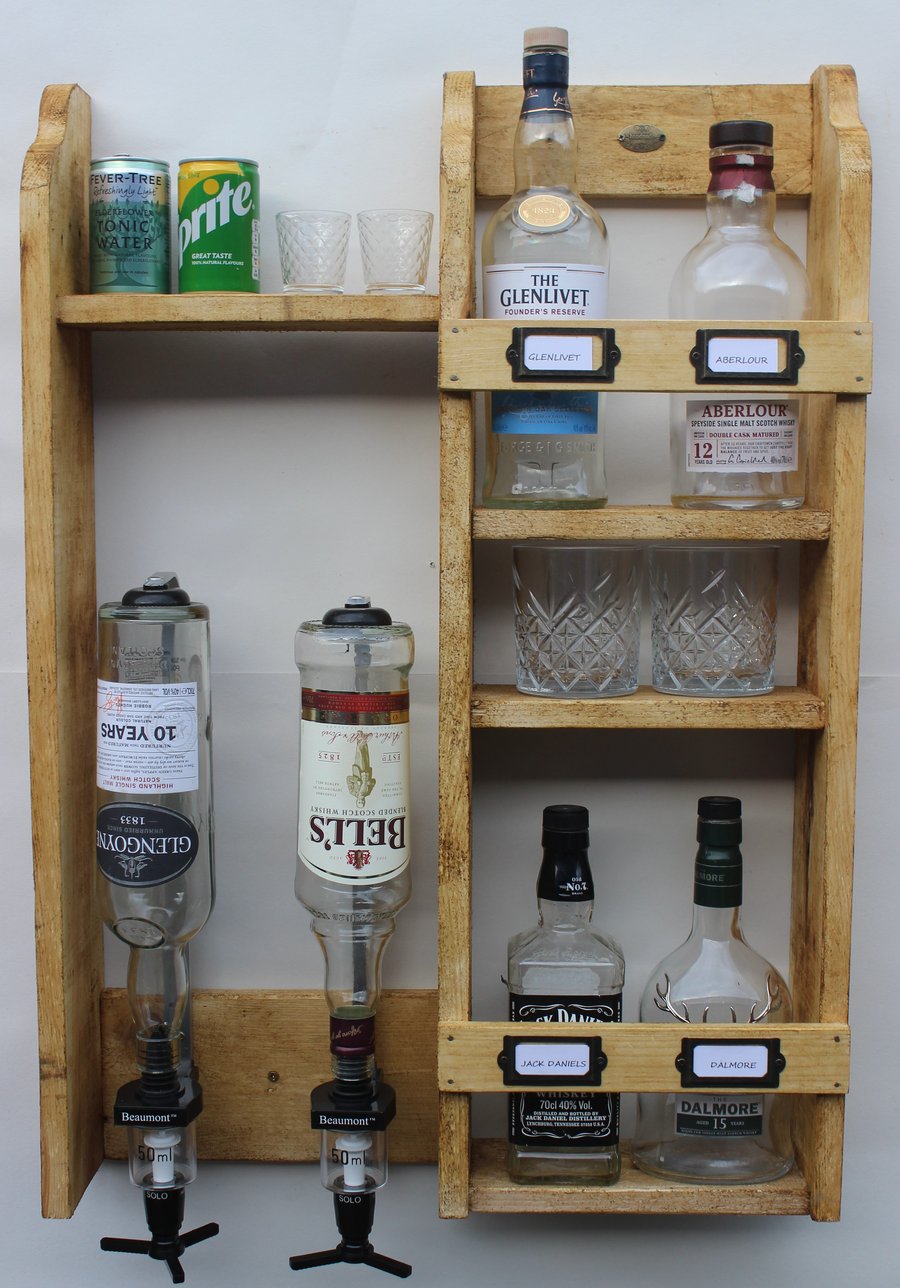 Whisky rack, 6 bottles with storage for glass's... - Folksy