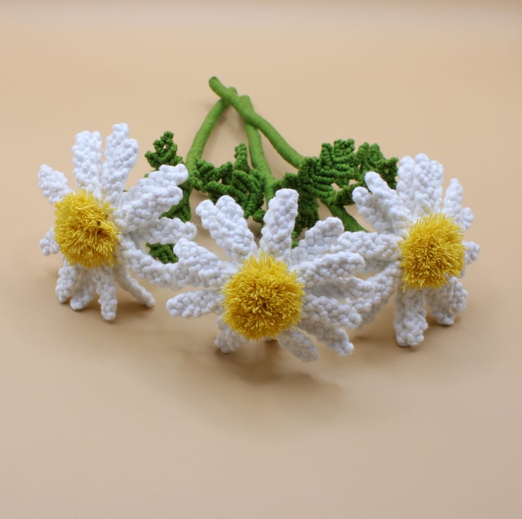 Vase of Macrame daisy flowers - textile flowers... - Folksy