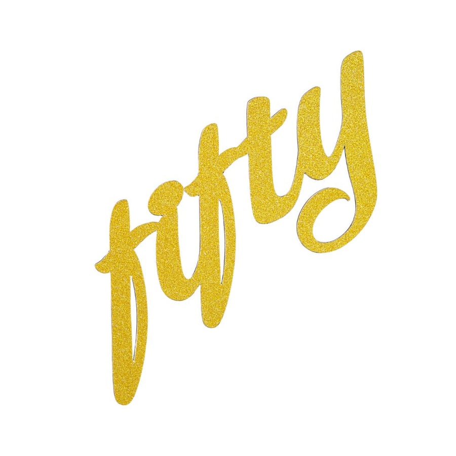 Fifty - Old Gold Glitter Cake Topper - Folksy