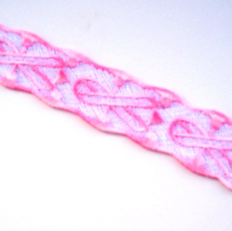 Pink Lace Wristband - Pink Ribbon - Folksy