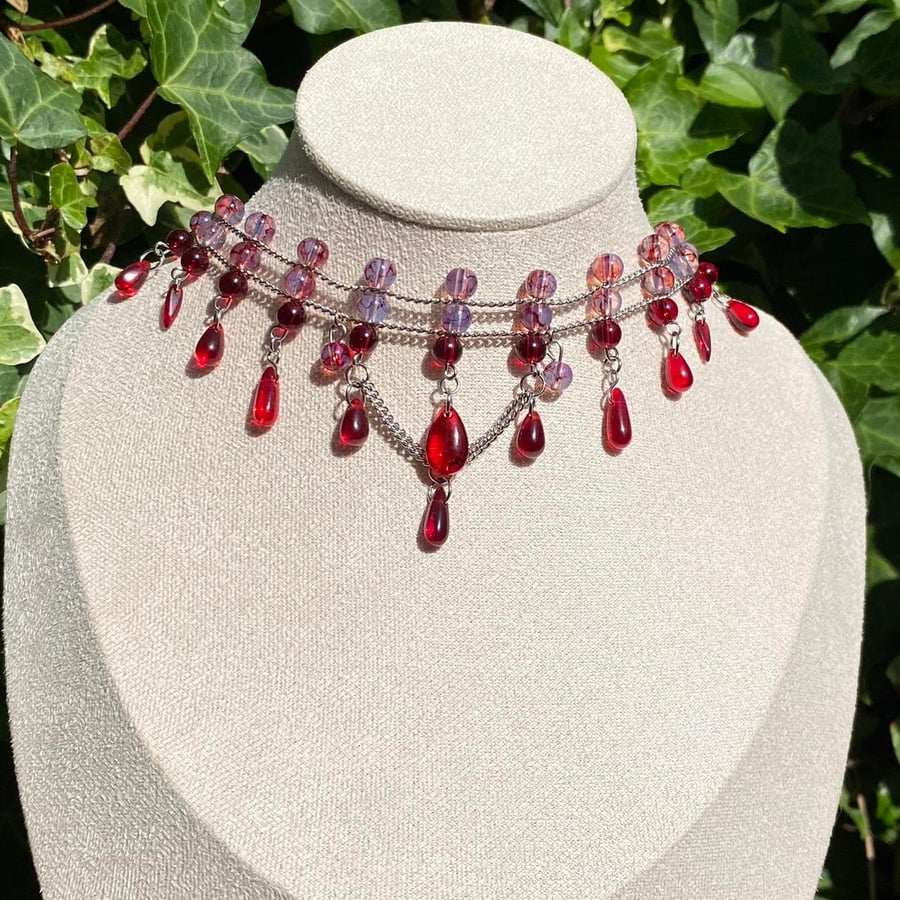 Liz - Blood Drip Choker Necklace - Folksy