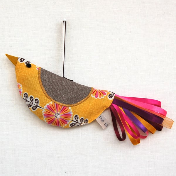 Yellow Floral Lavender Bird - Folksy