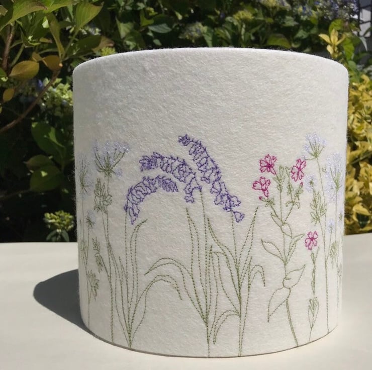 Cornish Hedgerow Embroidered lampshade - Folksy