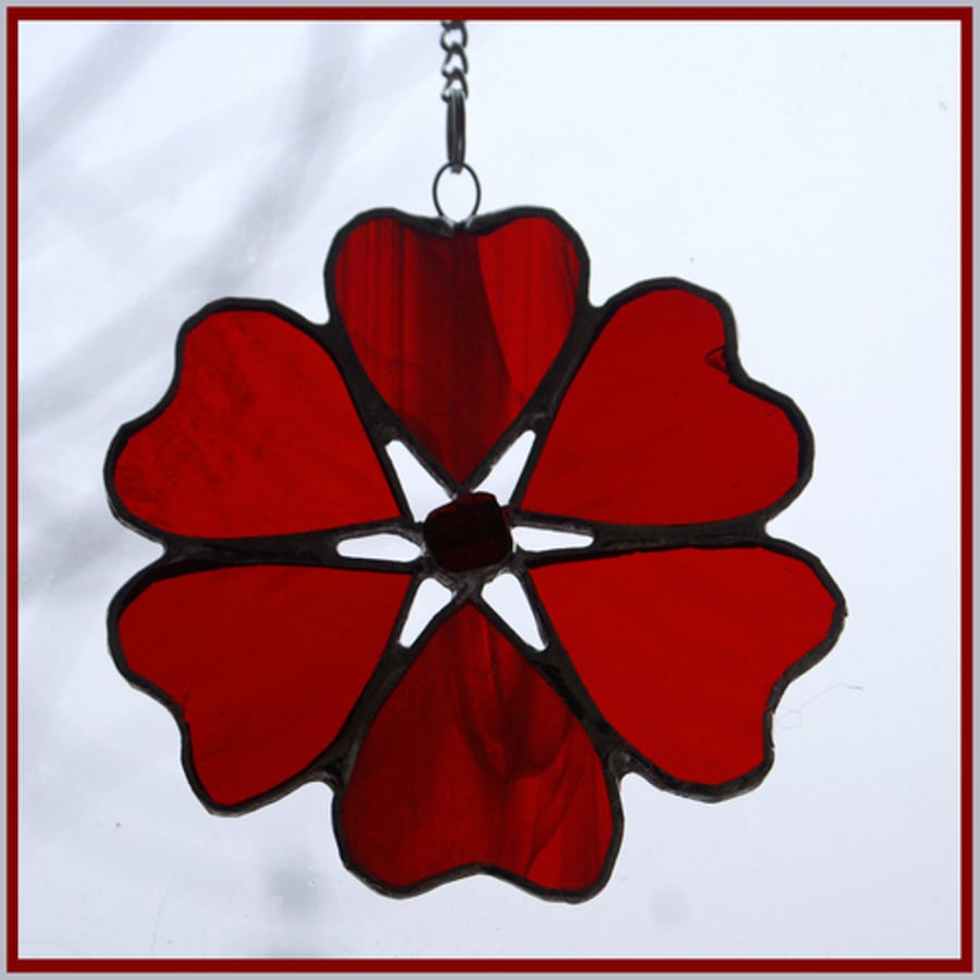 SOLD Heart Flower Stained Glass Suncatcher for... - Folksy