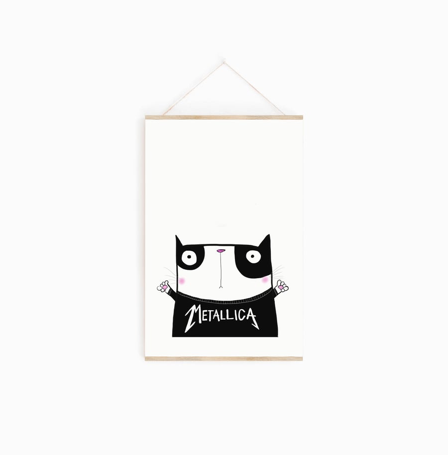 Metallica cat print - Folksy