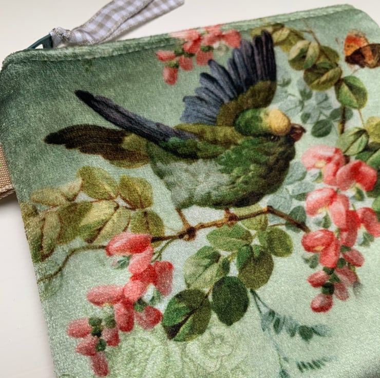 Velvet bird coin purse - Folksy