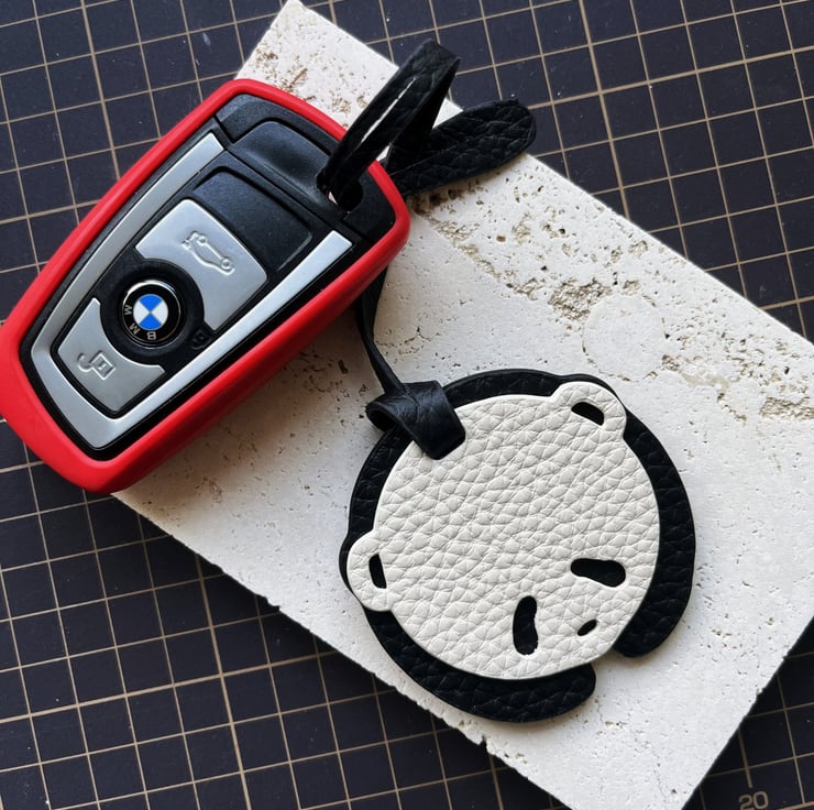 Cute Panda charmsHandmade Natural Leather Penda... - Folksy