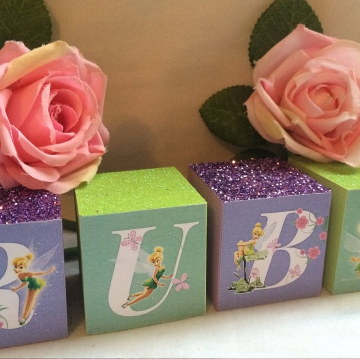 Tinkerbell Wood Blocks, Personalised Blocks, Nu... - Folksy
