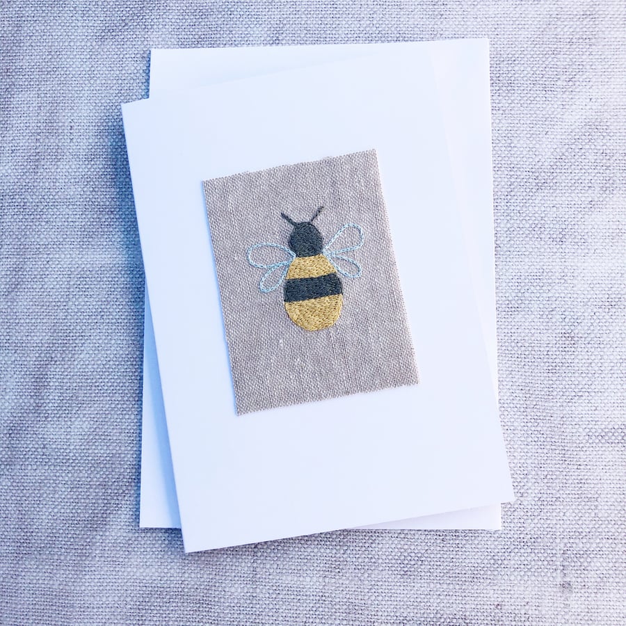 Hand Embroidered Bumble Bee Card - Folksy