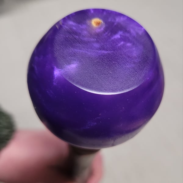 Purple resin ball head walking stick with hazel... - Folksy