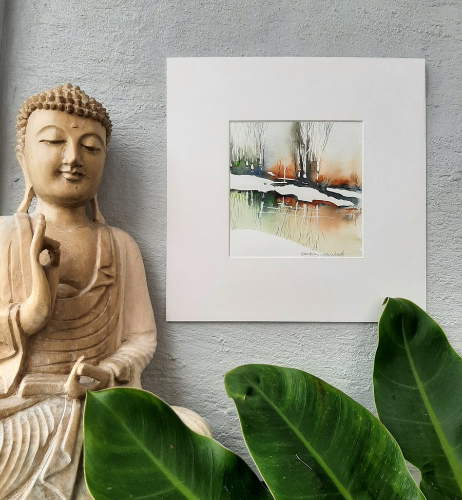 Reflective Mood. Watercolour in Autumn Colours ... - Folksy