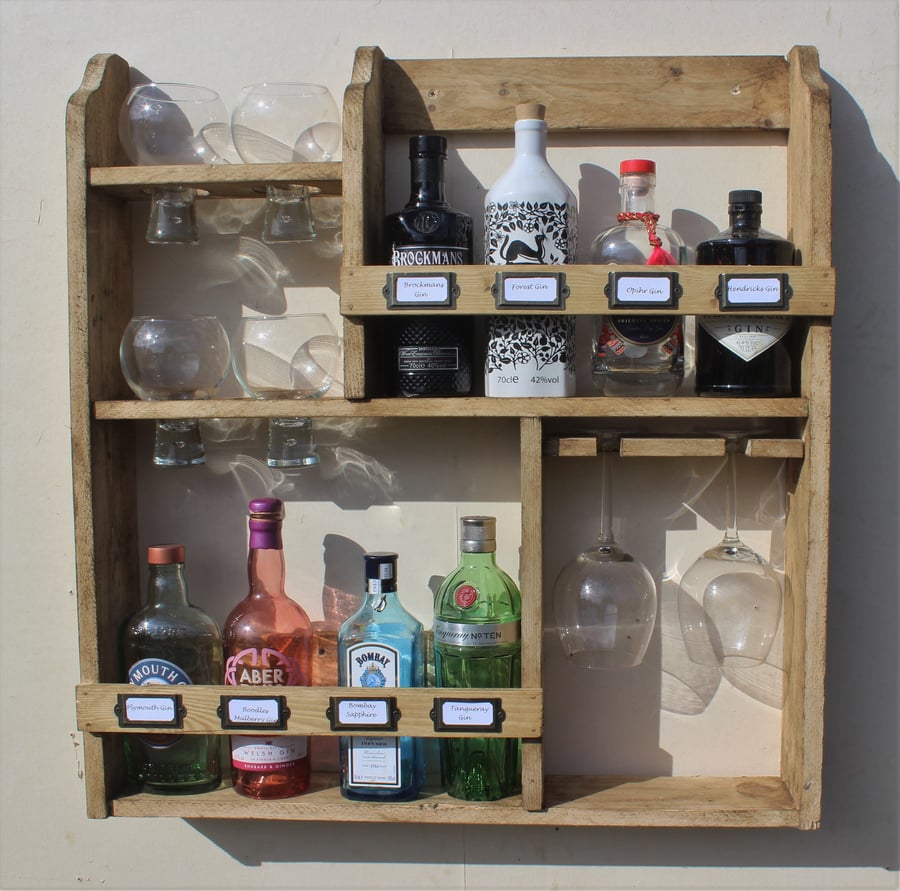 Gin rack, 8 bottles & 6 glass's storage rack - Folksy