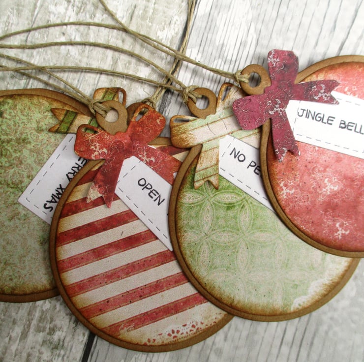Bauble Style Christmas Gift Tags set of 4 - Folksy