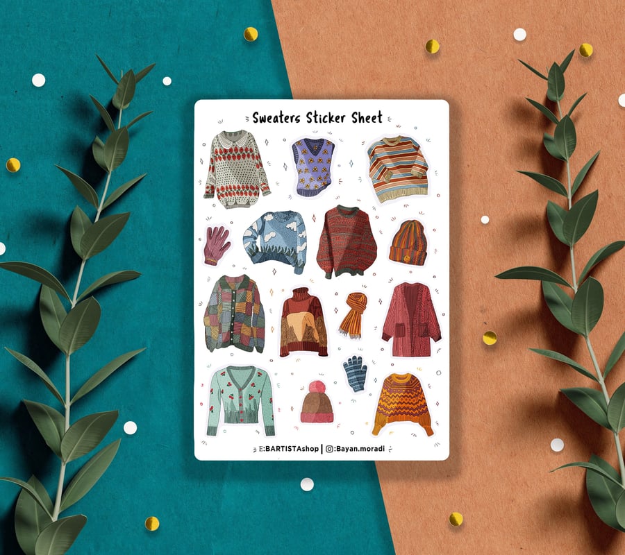 Sweater sticker sheet, planner stickers, bullet... - Folksy