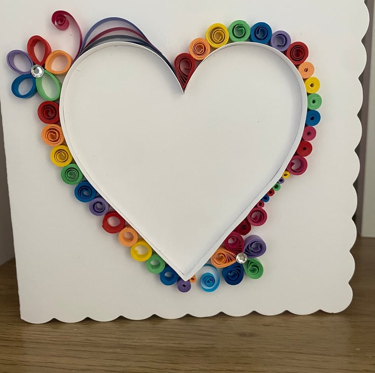 Quilled Rainbow Love heart Keepsake Card - Folksy