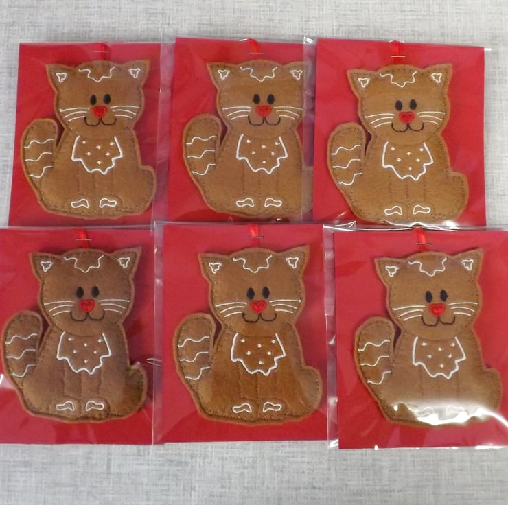 'Gingerbread' Cat hanging decoration, felt. - Folksy